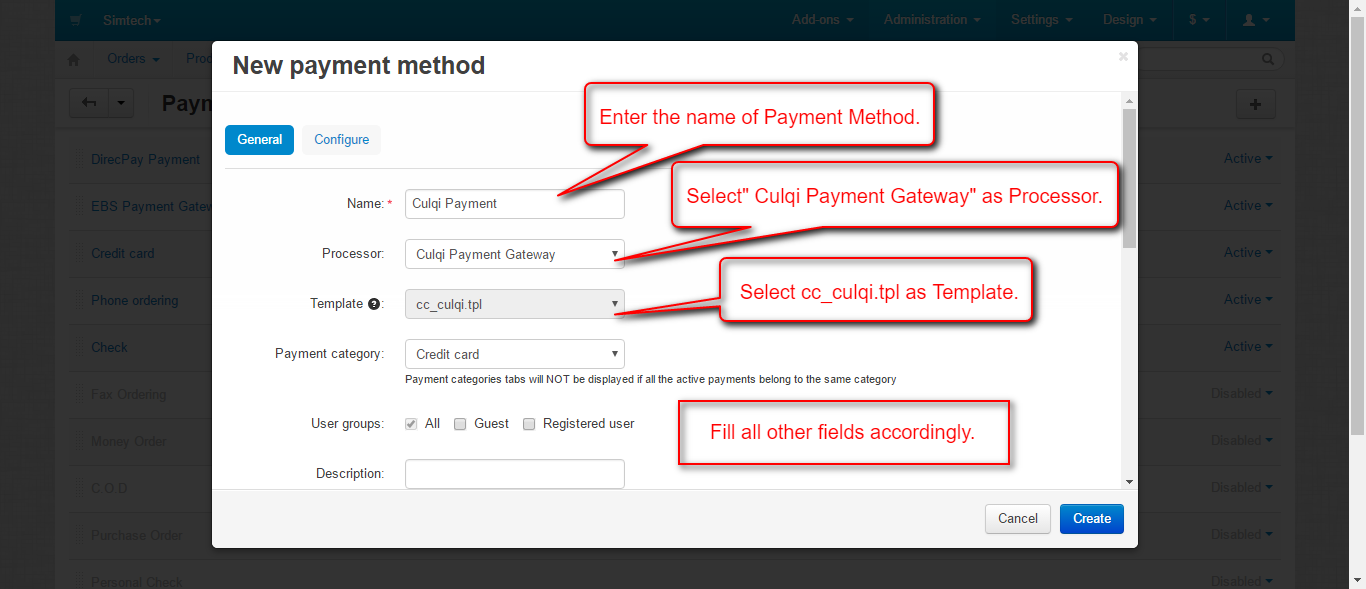 CS-Cart Culqi Payment Gateway