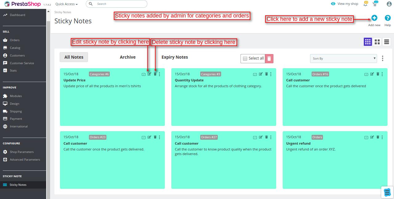 Prestashop Sticky Notes | Create Task Reminders