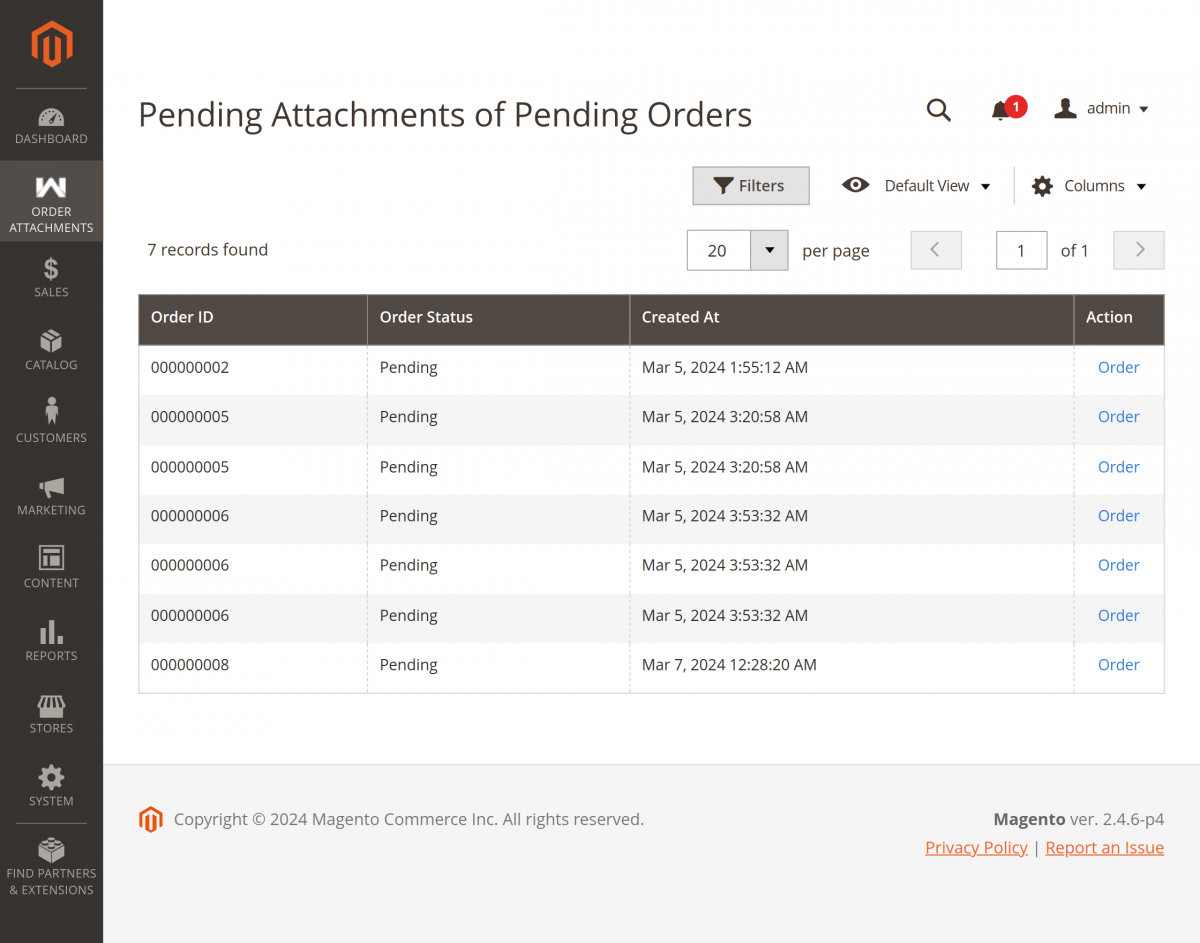 Guide for Adobe Commerce Order Attachments