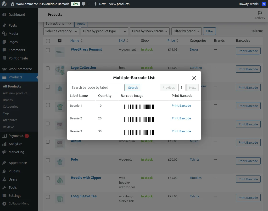 User Guide for WooCommerce POS Configurable Barcode