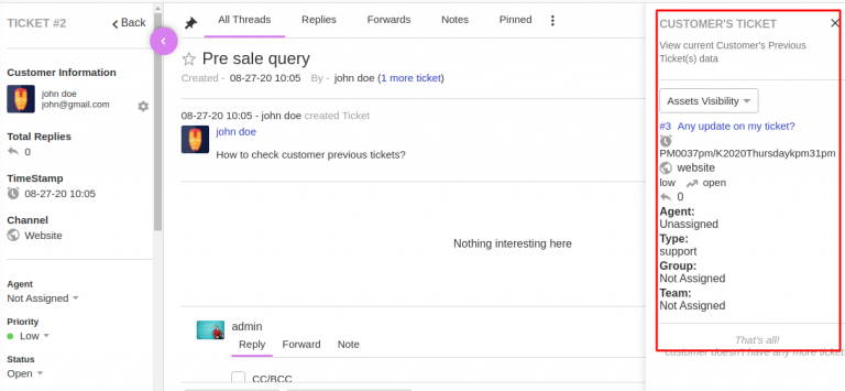 Helpdesk Customer Previous Ticket App | UVdesk Open Source