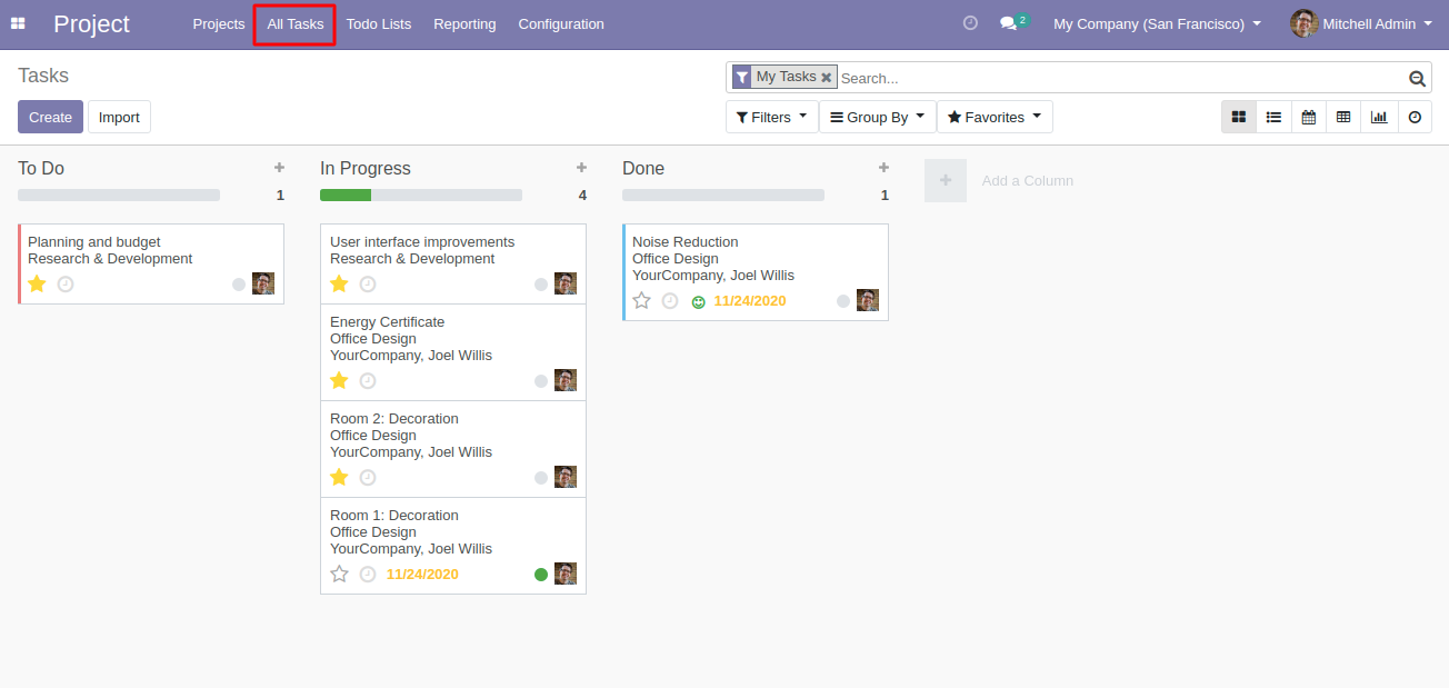 Odoo To Do List | Online sticky notes