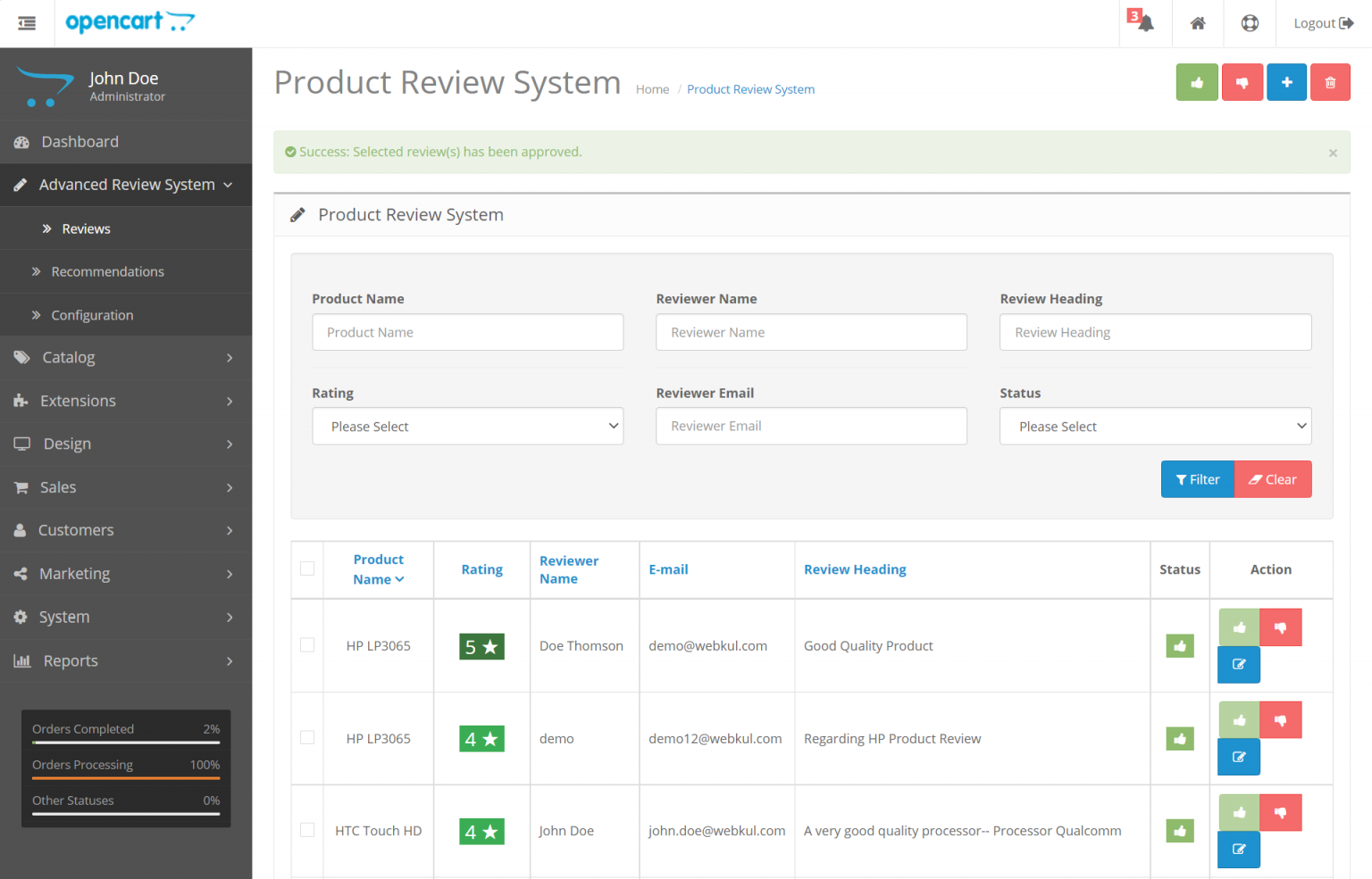Advanced Review System for OpenCart