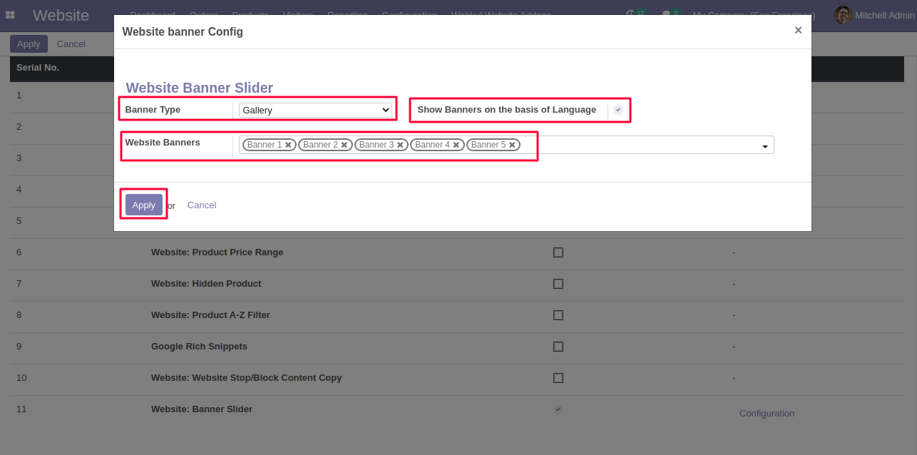 User Guide For Odoo Website Banner Slider