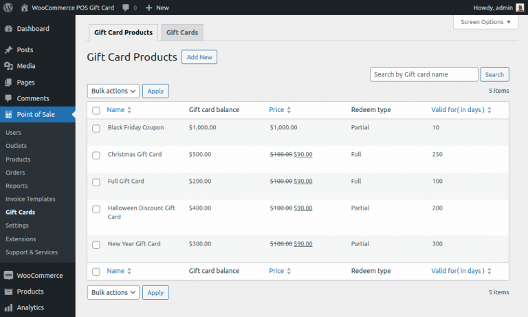 Guide for WooCommerce POS Gift Card Plugin